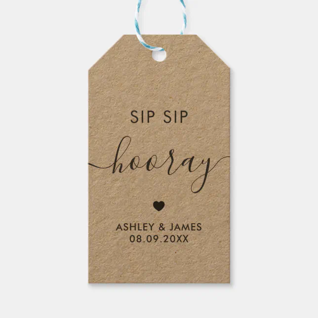 Sip Sip Hooray Tags, Wedding Gift Tag, Kraft Gift Tags | Zazzle
