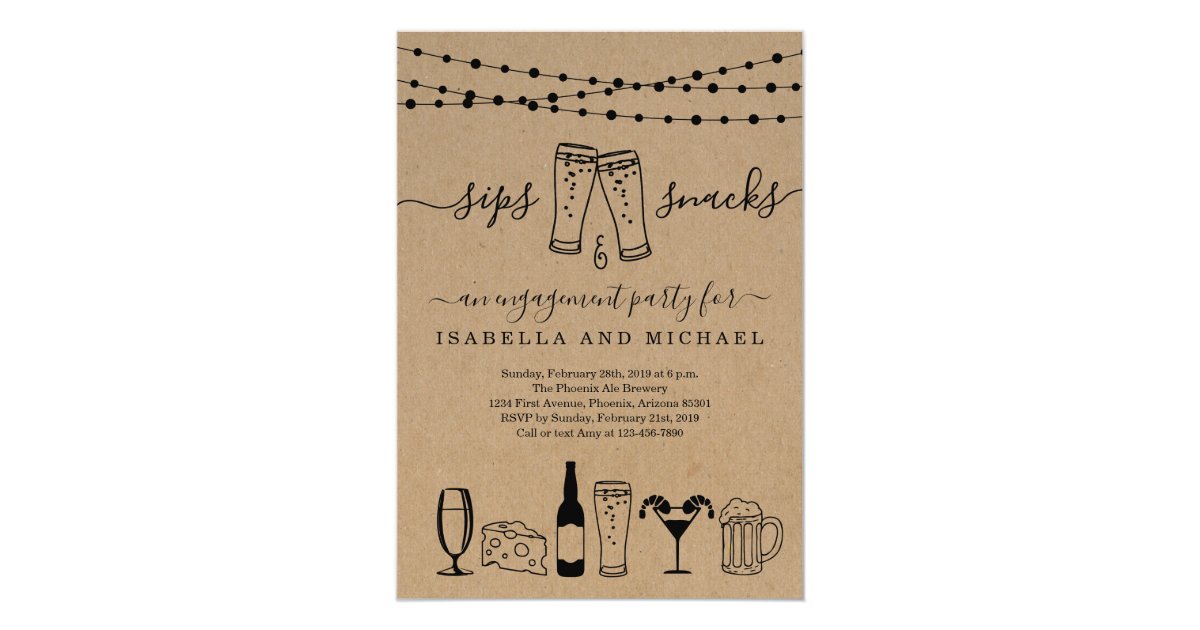 Sips and Snacks Beer and Appetizers Invitation | Zazzle.com