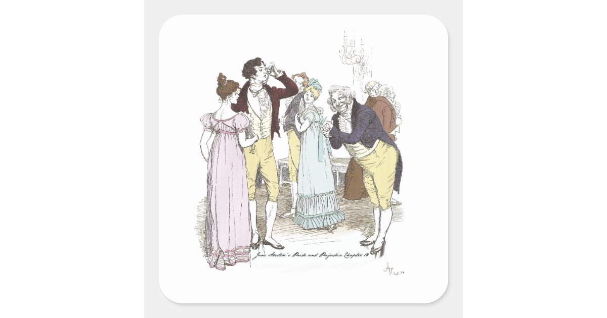 Sir William Lucas Jane Austen Pride and Prejudice Square Sticker | Zazzle Sir William Lucas Jane Austen Pride and Prejudice Square Sticker | Zazzle