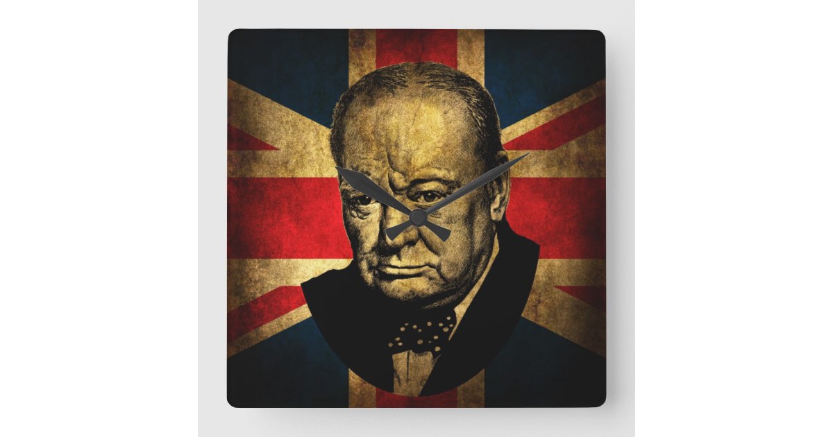 Sir Winston Churchill Square Wall Clock | Zazzle