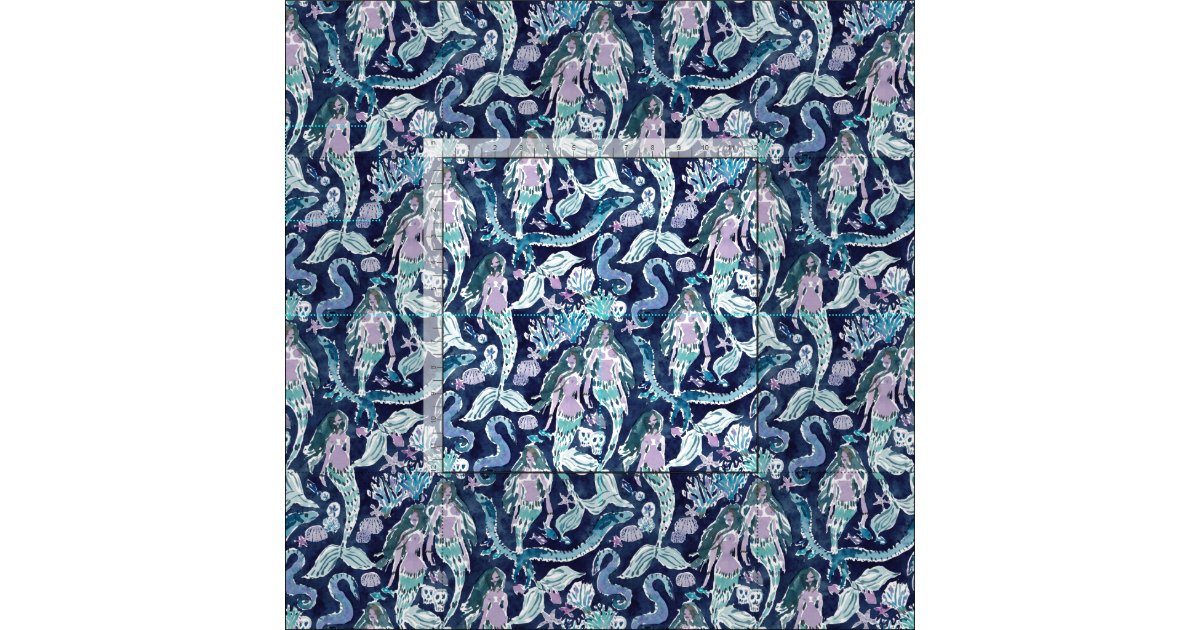 SIREN CITY Indigo Mermaid Print Fabric | Zazzle