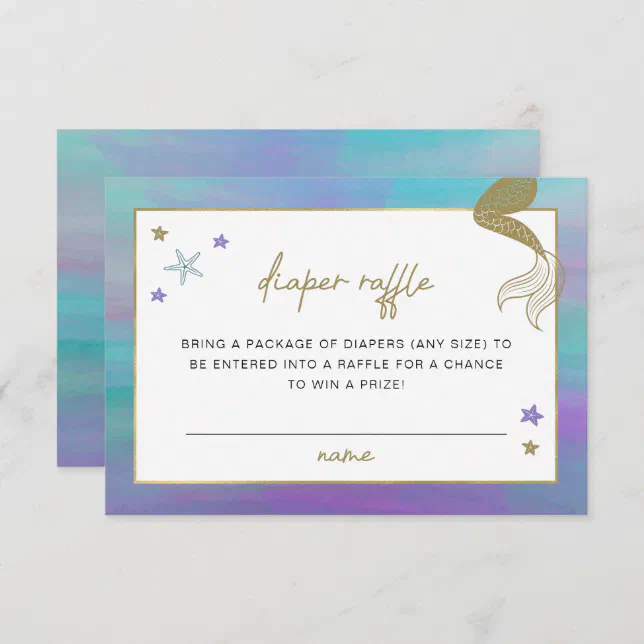 SIREN Mermaid Tropical Beach Diaper Raffle Ticket Invitation | Zazzle