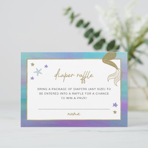 SIREN Mermaid Tropical Beach Diaper Raffle Ticket Invitation | Zazzle
