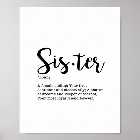 Sister Definition Art Print | Zazzle.com