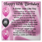 Sister poem - 60th Birthday Tile | Zazzle