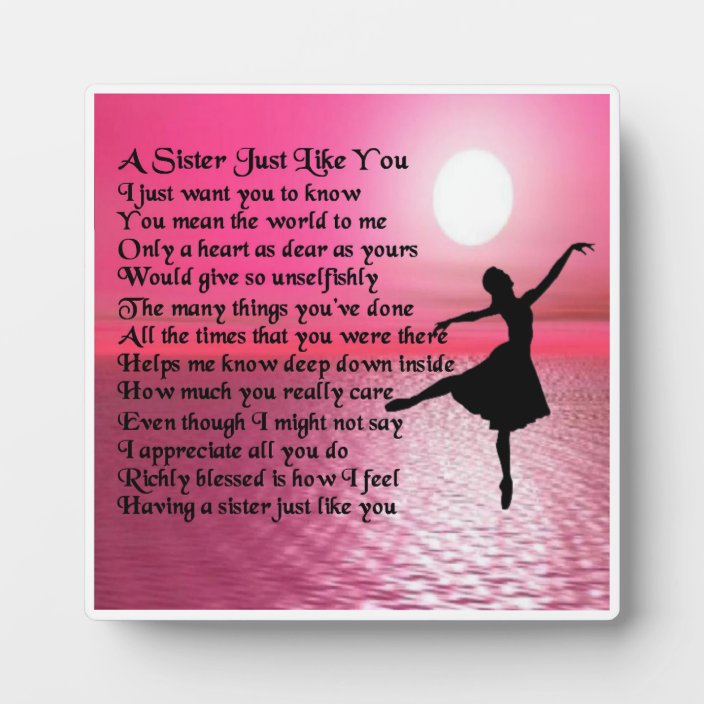Sister Poem Plaque - Ballerina Design | Zazzle.com