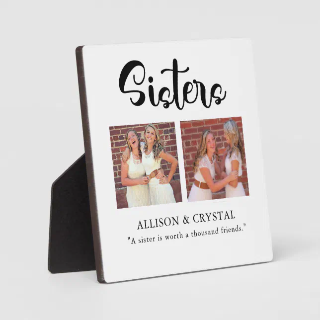 Sisters Calligraphy 2 Photo Collage Quote Sibling Plaque | Zazzle