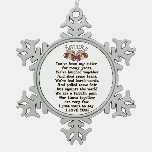 Sisters Christmas Holiday Poem Ornament Zazzle