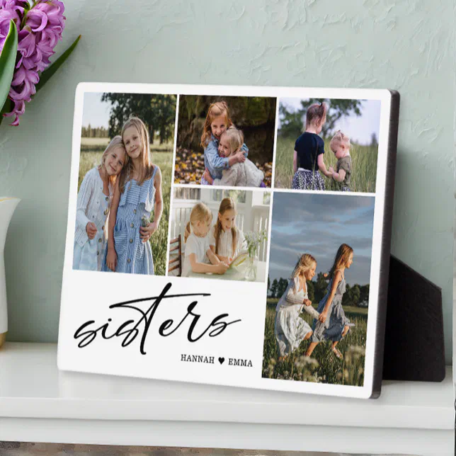 Sisters Script | Photo Collage Sisters Plaque | Zazzle