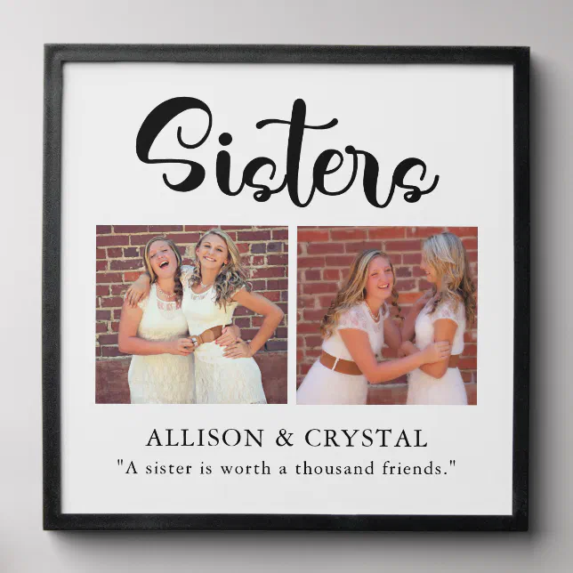 Sisters Script Photo Template Collage Peel And Stick Photo Tile | Zazzle