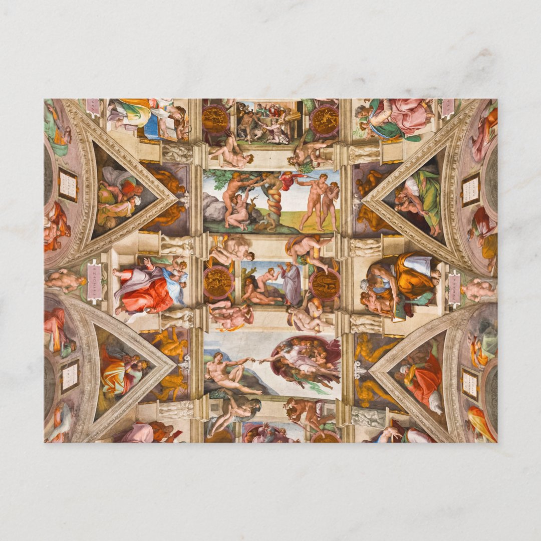 Sistine Chapel Ceiling by Michelangelo Buonarroti Postcard | Zazzle