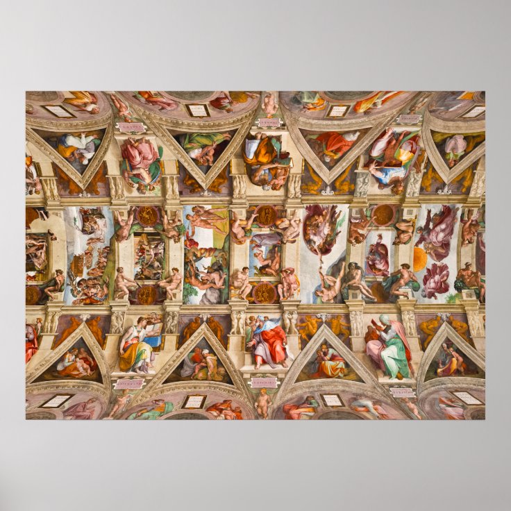 Sistine Chapel Ceiling by Michelangelo Poster | Zazzle