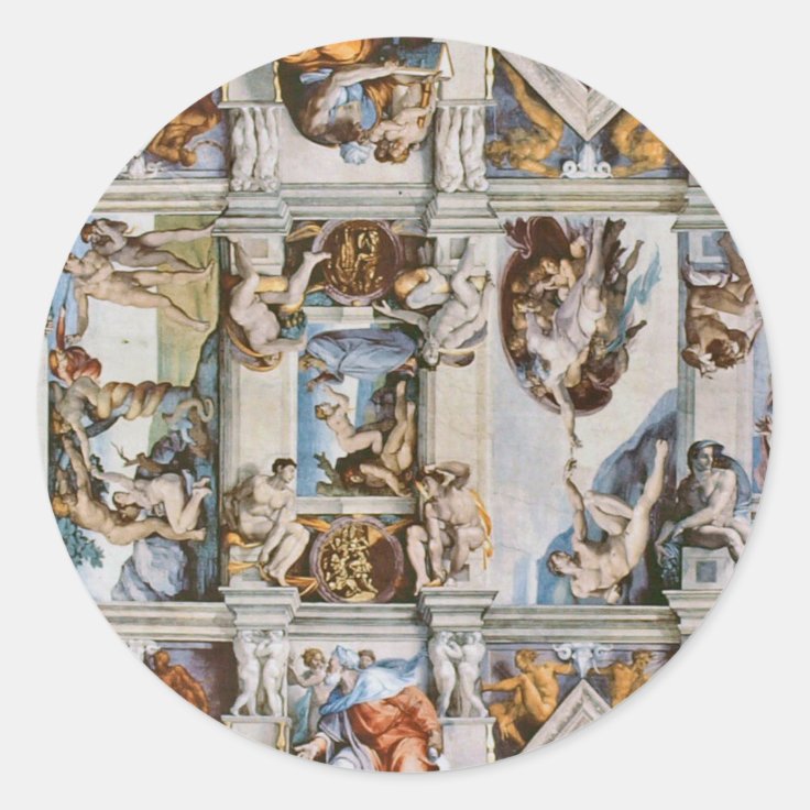 Sistine Chapel Ceiling Michelangelo Classic Round Sticker | Zazzle
