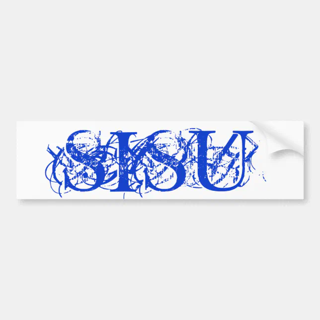 SISU Abstract Blue Text on White Bumper Sticker | Zazzle
