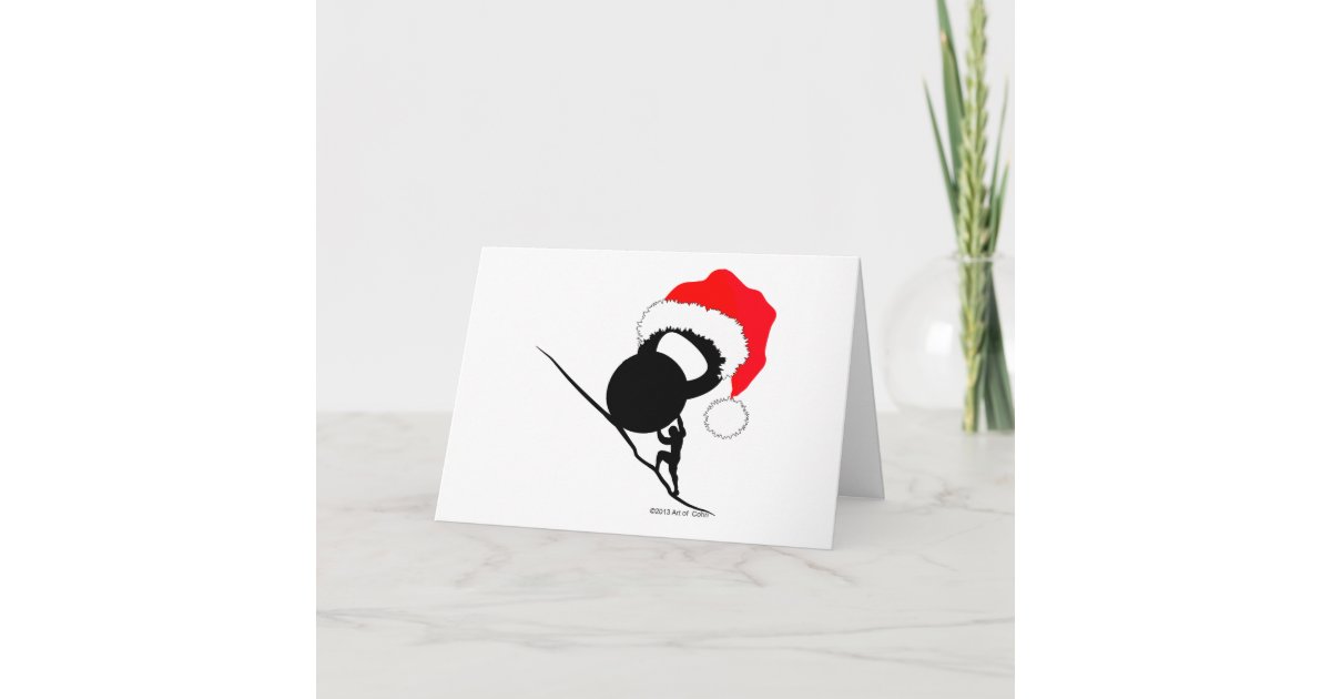 Sisyphus Kettlebell Merry Christmas Thank You Card | Zazzle