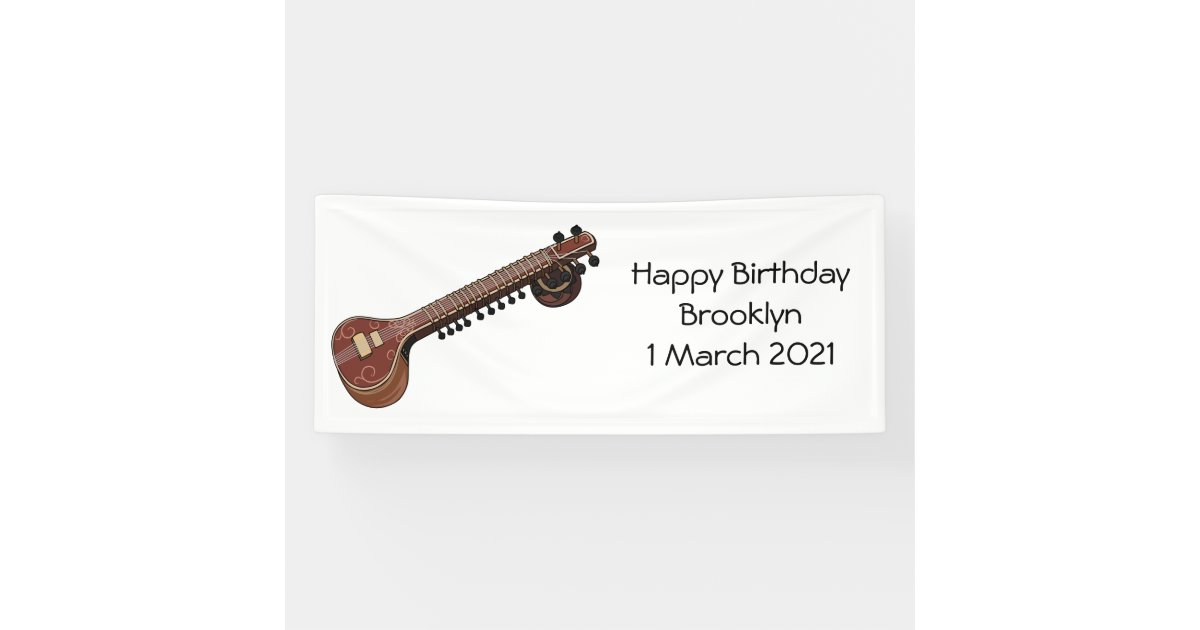 Sitar cartoon illustration banner | Zazzle