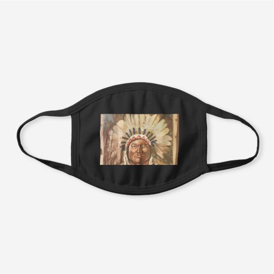 Sitting Bull Chief Black Cotton Face Mask | Zazzle.com