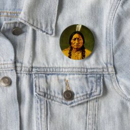Sitting Bull Native American Indian Chief Pinback Button | Zazzle