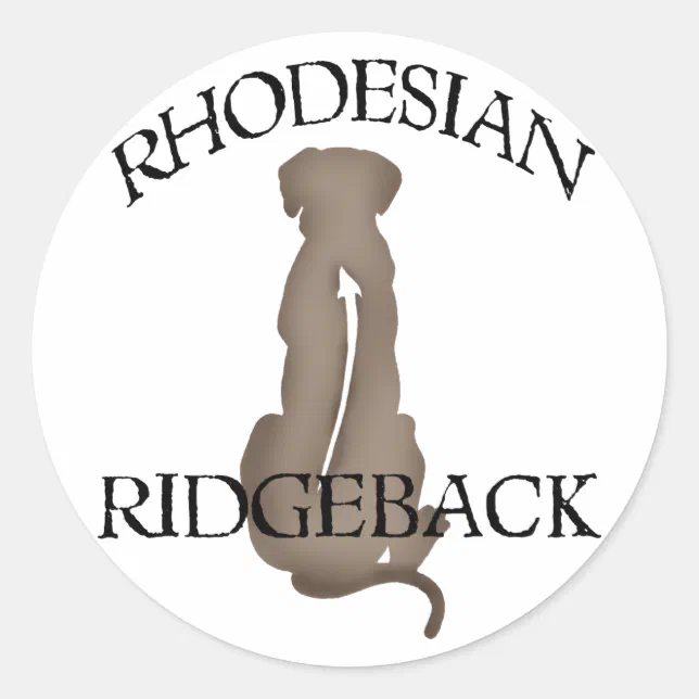 Sitting Rhodesian Ridgeback w/ Text Classic Round Sticker | Zazzle