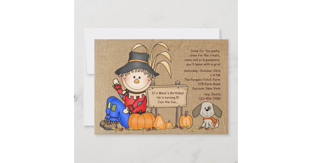 Sitting Scarecrow Invitation | Zazzle