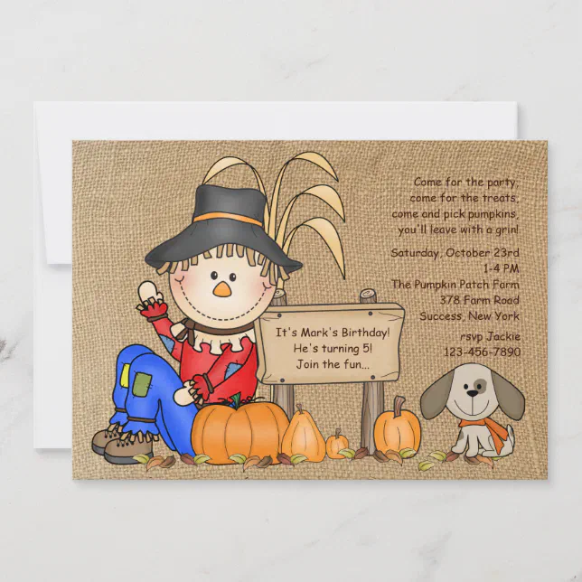 Sitting Scarecrow Invitation | Zazzle