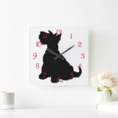 Sitting Scottie Dog Square Wall Clock | Zazzle