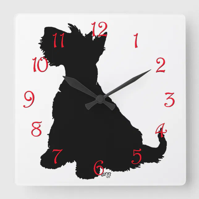 Sitting Scottie Dog Square Wall Clock | Zazzle