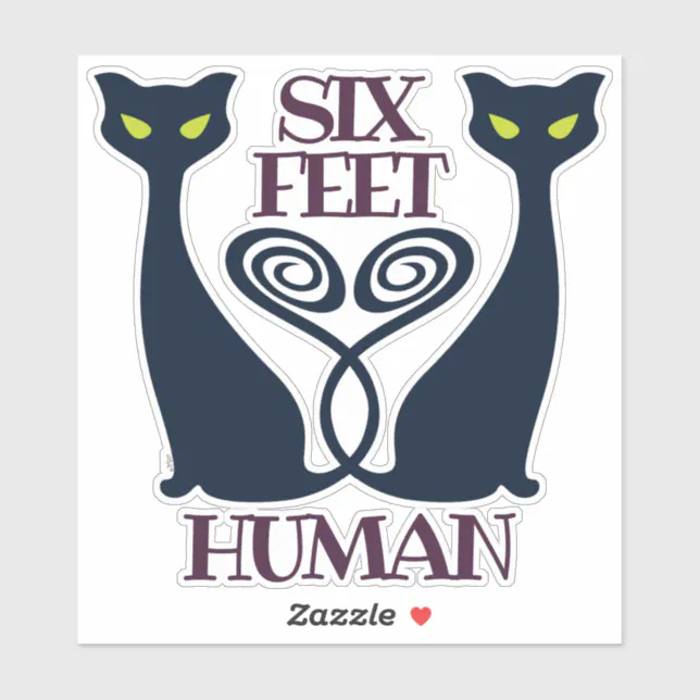 SIX FEET, HUMAN Vampire Cat Duo Sticker | Zazzle