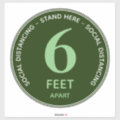 Six Foot Stand Here Social Distancing Green White Sticker | Zazzle