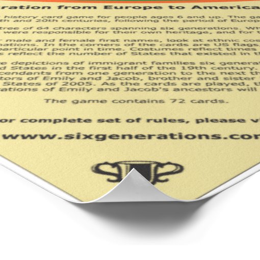 Six Generations Card Game 32" x 32" Playing Board Poster | Zazzle