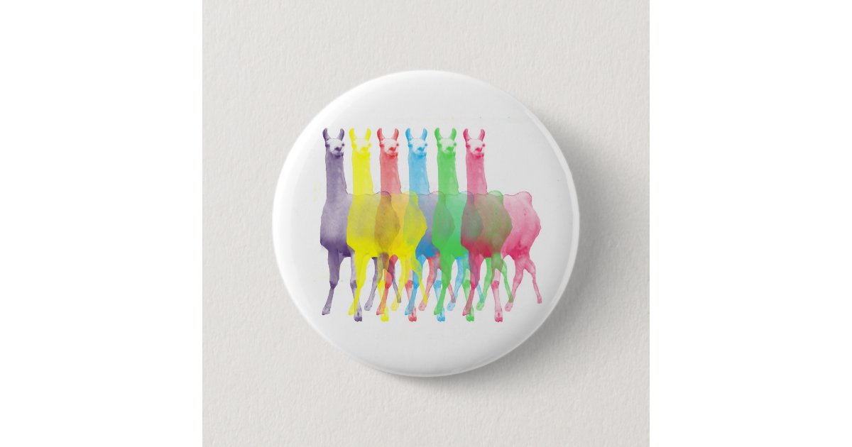 six lamas in six llama colors button | Zazzle