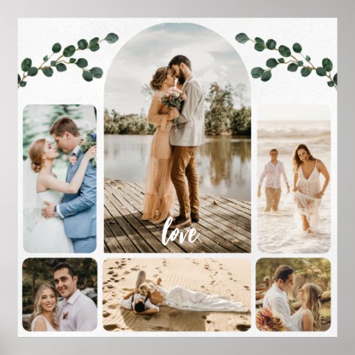 Six Photo Collage Couple Wedding Anniversary Poster | Zazzle