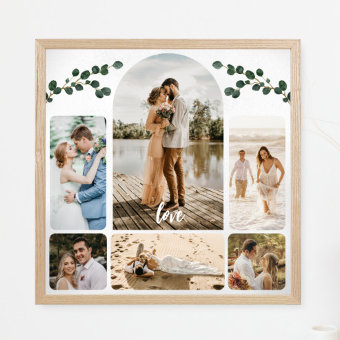 Six Photo Collage Couple Wedding Anniversary Poster | Zazzle