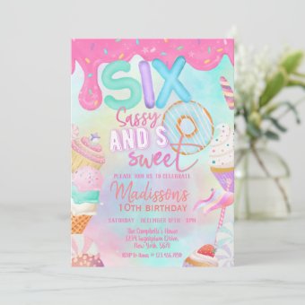 Six Sassy and So Sweet Invitation | Zazzle