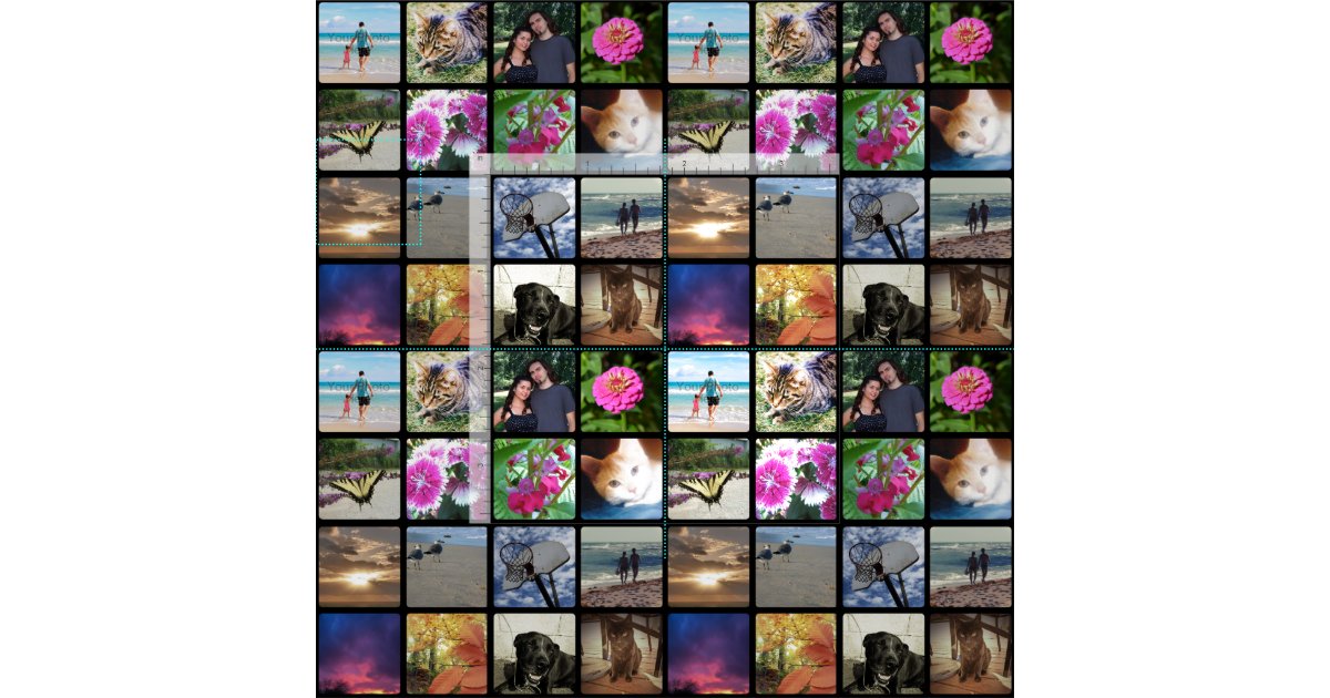 Sixteen Rounded Corners Photo Collage or Instagram Fabric | Zazzle