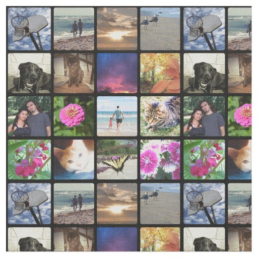 Sixteen Rounded Corners Photo Collage or Instagram Fabric | Zazzle