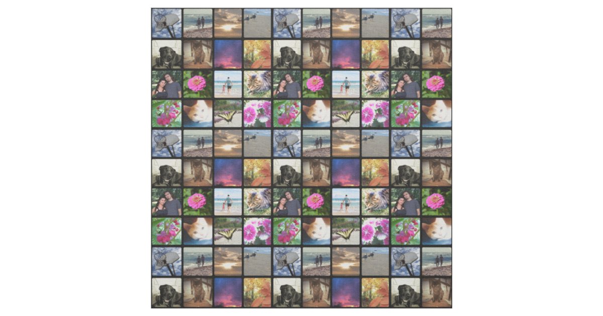 Sixteen Rounded Corners Photo Collage or Instagram Fabric | Zazzle