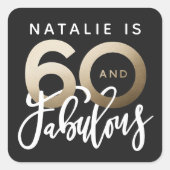 sixtieth gold making 60 look good birthday favor square sticker | Zazzle