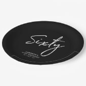 Sixty Black Modern Lettering 60th birthday Paper Plates | Zazzle