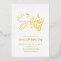 Sixty | Chic Foil Script 60th Birthday Party Foil Invitation | Zazzle