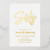 Sixty | Chic Foil Script 60th Birthday Party Foil Invitation | Zazzle