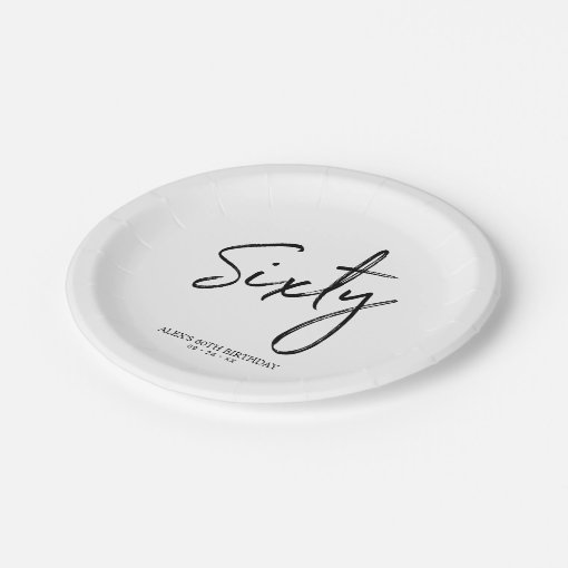 Sixty Modern Lettering 60th birthday Paper Plates | Zazzle