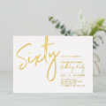 Sixty | Modern Lettering 60th Birthday Party Foil Invitation | Zazzle