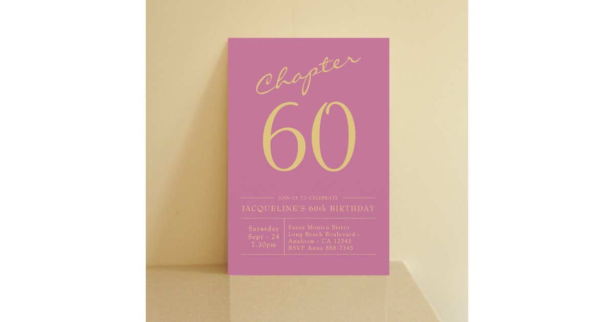 Sixty Pink Gold 60th Birthday Party Invitation | Zazzle