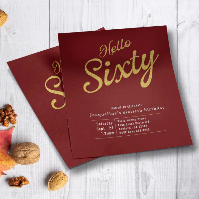 Sixty Red Gold Budget 60th Birthday Invitation Flyer | Zazzle