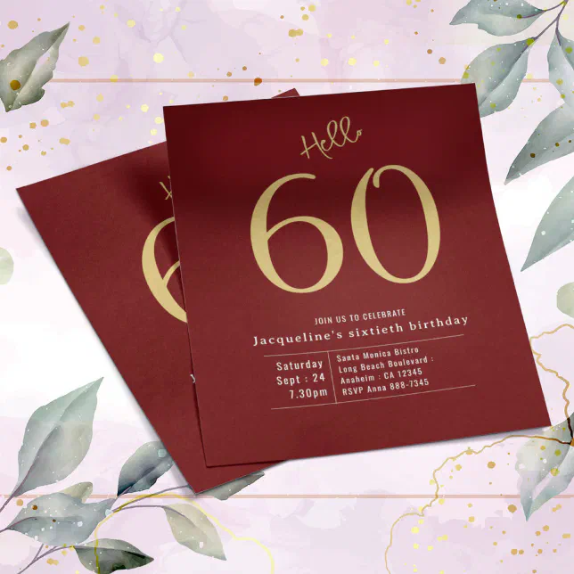 Sixty Red Gold Budget 60th Birthday Invitation Flyer | Zazzle