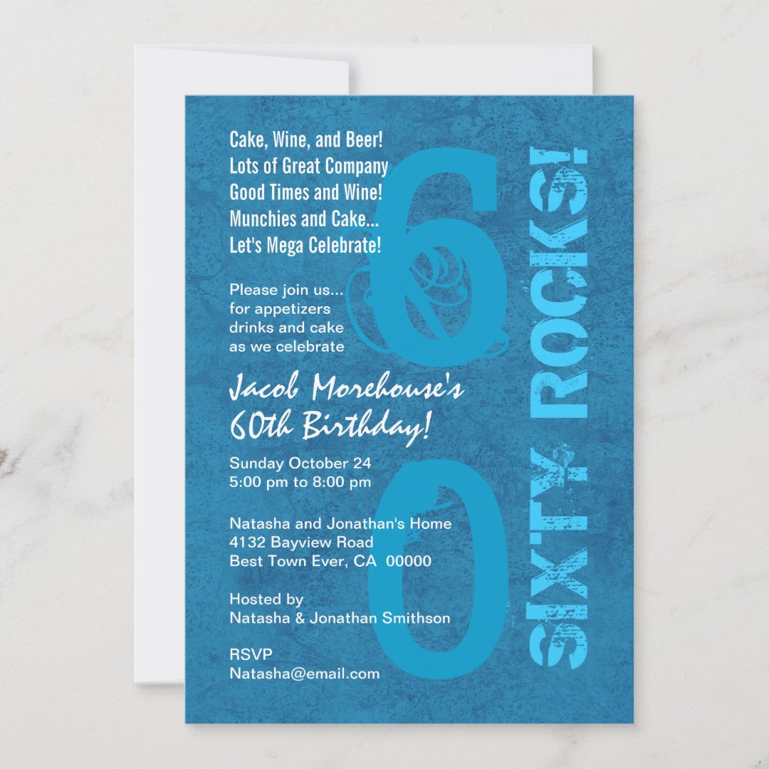 Sixty Rocks! 60th Birthday Party Modern Grunge Invitation | Zazzle
