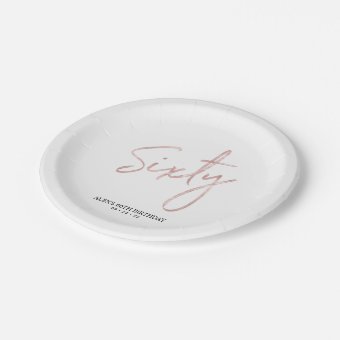 Sixty Rose Gold Lettering 60th birthday Party Paper Plates | Zazzle