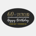 Sixty & Spectacular Gold Silver Diamonds Birthday Oval Sticker | Zazzle