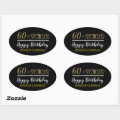 Sixty & Spectacular Gold Silver Diamonds Birthday Oval Sticker | Zazzle